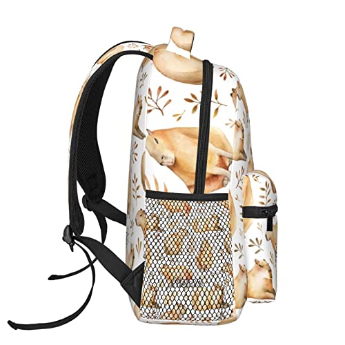 Personalized Capybara Backpack for School Custom Name Boys Girls Schoolbag