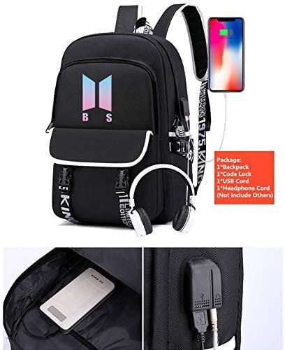 Alikpop Kpop Theft Proof Travel Backpack , Code Lock BookBag with USB Charging Port, Water Resistant Business Back Pack for Student Work Men & Women