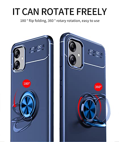 Asuwish Phone Case for Samsung Galaxy A04 with Tempered Glass Screen Protector Cover and Cell Accessories Kickstand Stand Magnetic Ring Holder Protective Soft TPU Silicone Ao4 A 04 4G Women Men Blue
