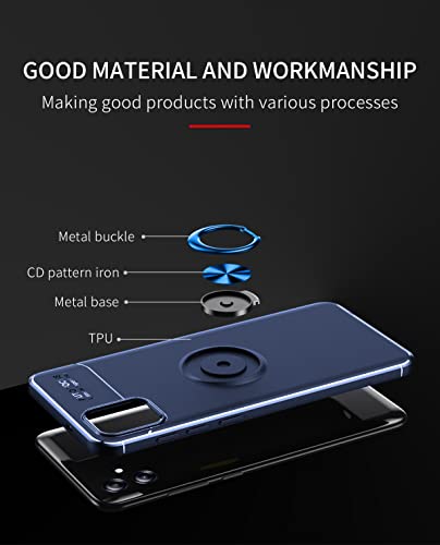 Asuwish Phone Case for Samsung Galaxy A04 with Tempered Glass Screen Protector Cover and Cell Accessories Kickstand Stand Magnetic Ring Holder Protective Soft TPU Silicone Ao4 A 04 4G Women Men Blue