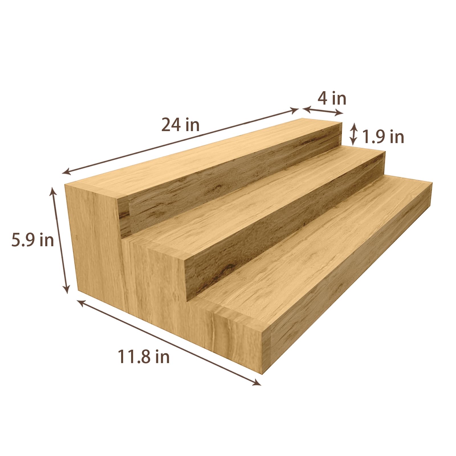 Liquor Bottle Stand - 3 Tier Liquor Bar Bottle Display Shelf, Holds 18 Bottles, Real Wood, Easy to Clean, No Installation Required - 24 Inch (Burnt Natural)