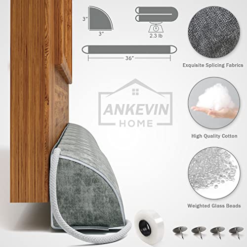 ANKEVIN Door Draft Stopper 36",Draft Stopper for Bottom of Door,Under Door Draft Stopper,Front Door Draft Stopper Weather Stripping Fits 0 to 2.5" Door Gaps,Door Draft Blocker Grey