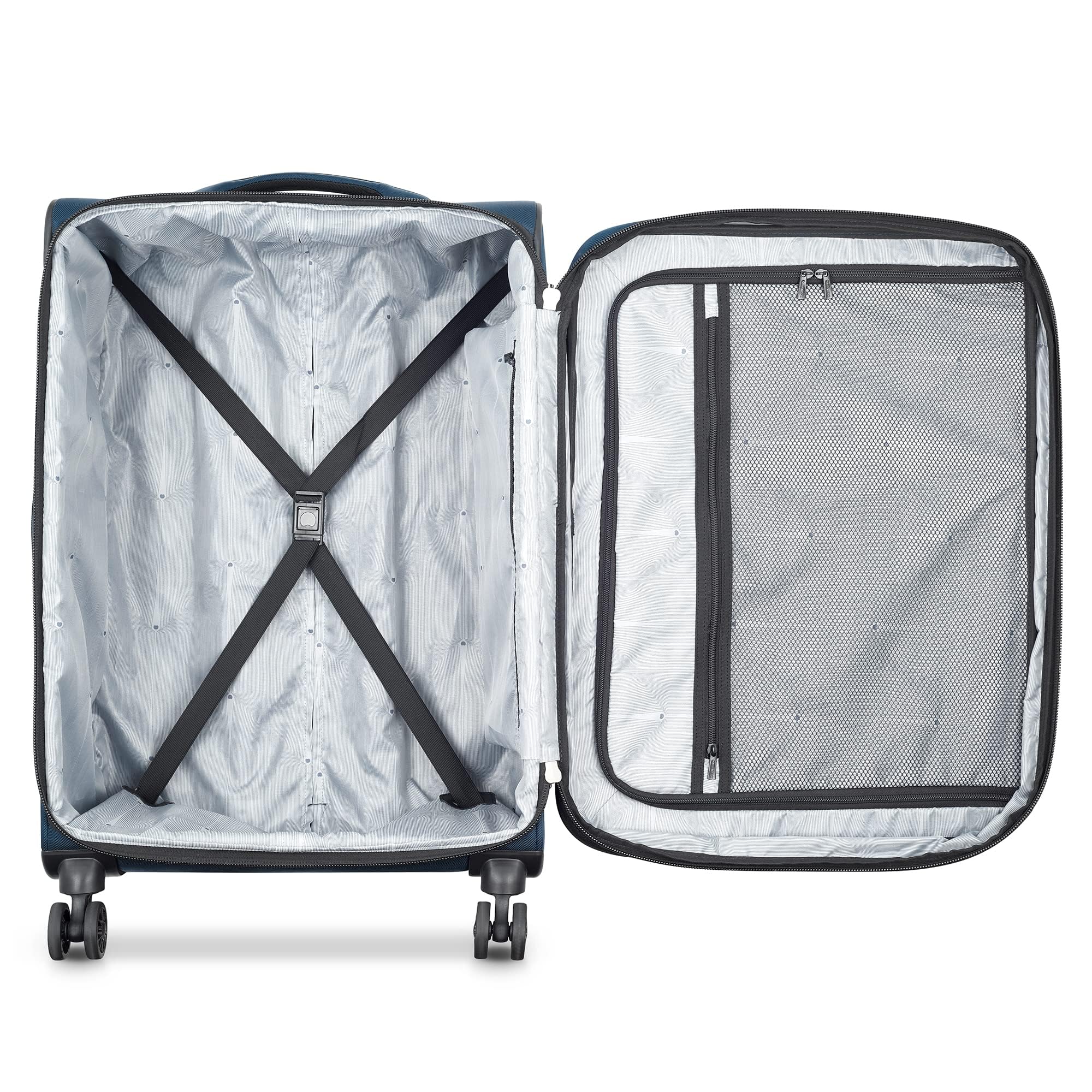 DELSEY PARIS Sky Max 2.0 Softside Expandable Luggage with Spinner Wheels 2 Piece Set, Blue (24 Inch/Duffle)