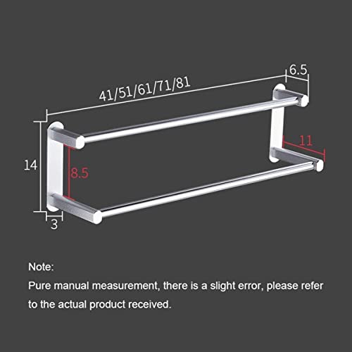 XHALERY Simple Shelf, Double Tea Towel Holder for Hanging Over The Kitchen Cupboard Door - 41Cm/16.14Inch Towel Rack - No Drilling Necessary - Also Suitable As a Bath Towel Rail/Silver/51C
