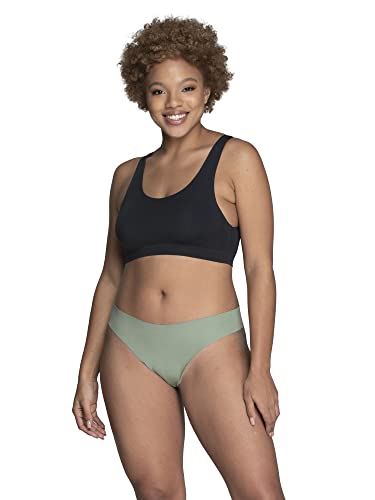 Fruit of the Loom Women's No Show Seamless Underwear, Amazing Stretch & No Panty Lines, Available in Plus Size, Thong-3 Pack-Mango/Nude/Blue, 6