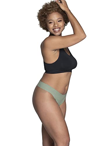Fruit of the Loom Women's No Show Seamless Underwear, Amazing Stretch & No Panty Lines, Available in Plus Size, Thong-3 Pack-Mango/Nude/Blue, 6