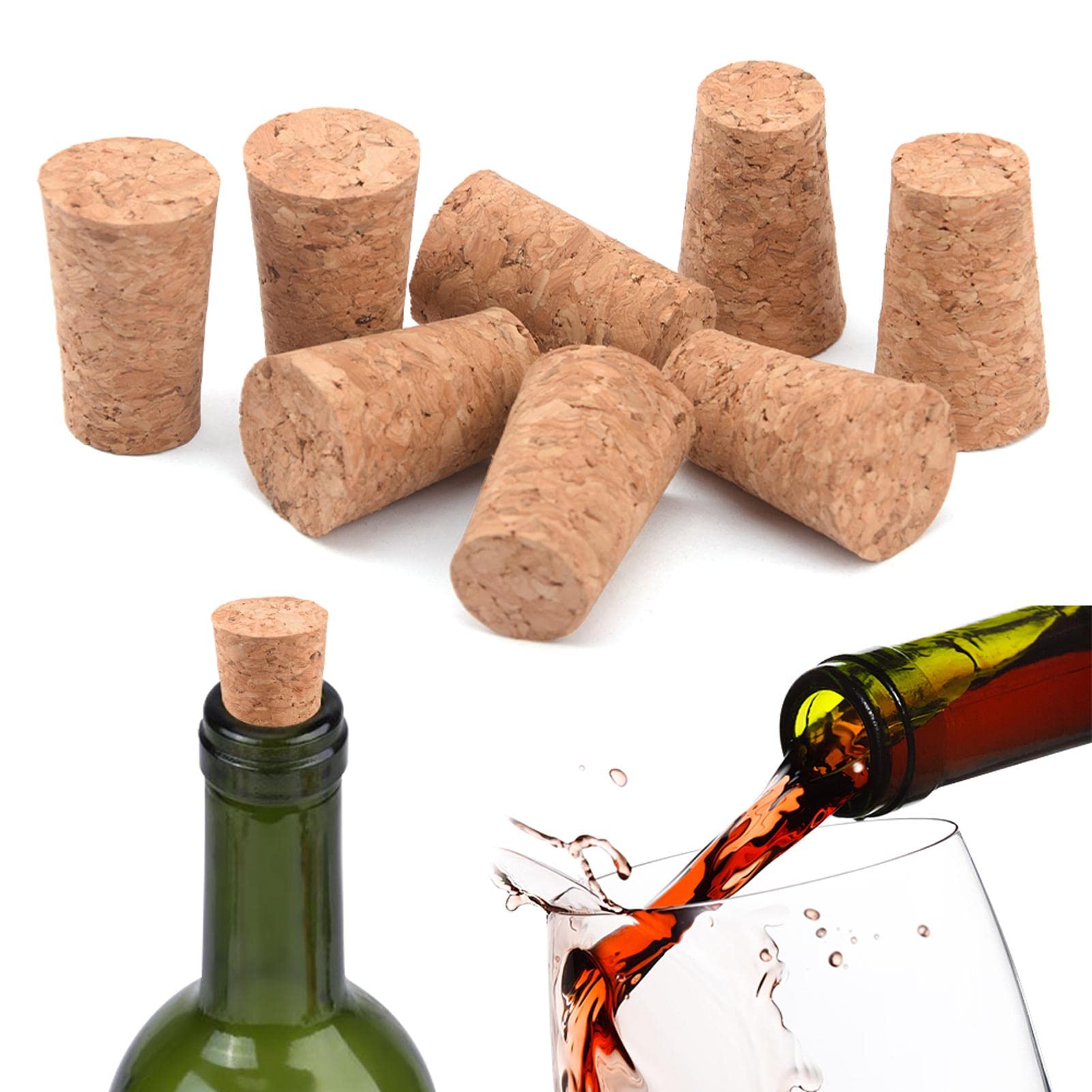 30 Pack Tapered Cork Plugs Cork Stoppers,Wood Corks Plugs Leakproof Wooden Corks Replacement for Wine Bottles,Beer Bottles,Liquor Bottles Cork Crafts(size:0.87x0.67x1.38inch)