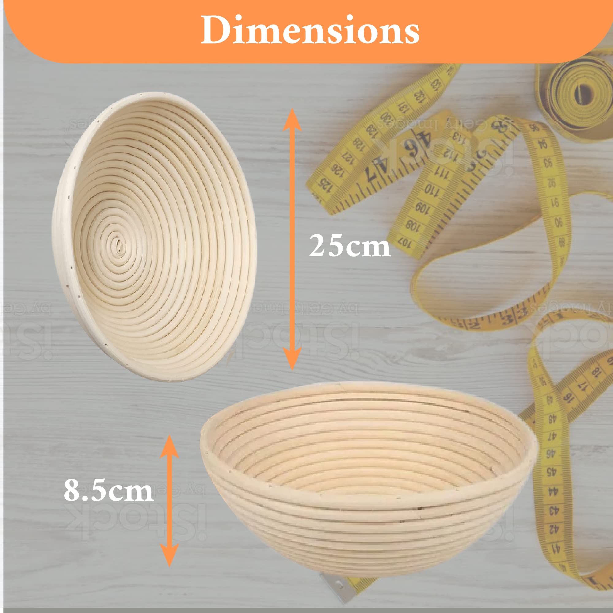 T & T HOME Handmade Banneton Bread Proofing Basket Set, 2 Round 10 Inch Baskets with Linen Liner, Dough Scraper, Bread Lame, Measuring Cup and Spoon, Sourdough Baking Starter Kit
