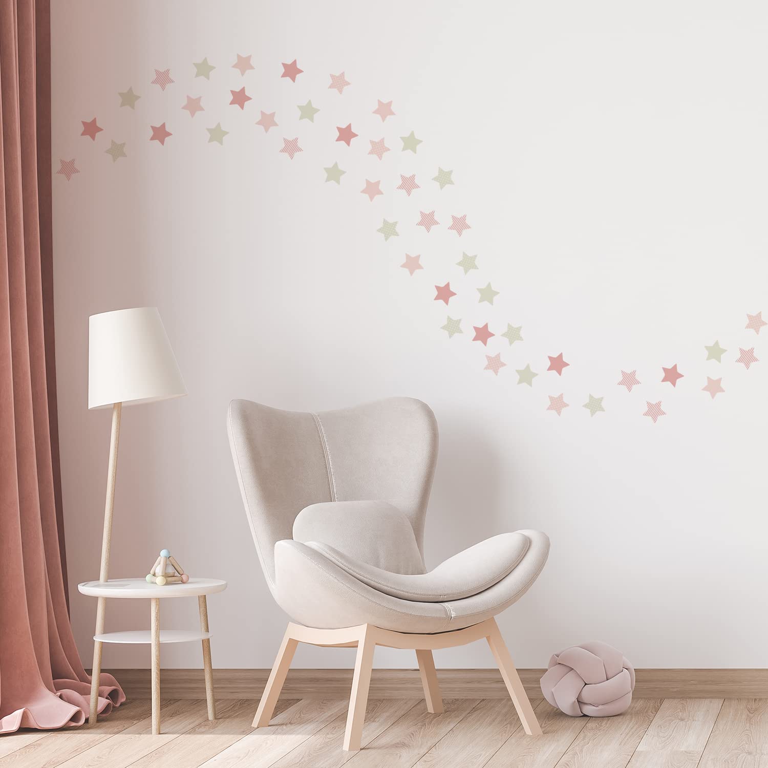 QUCHENG Boho Wall Decal Star Stickers Kids Toddler Bedroom Removable Stickers Decor Nursery Livingroom Vinyl Waterproof Wall Decoration 6 Sheets