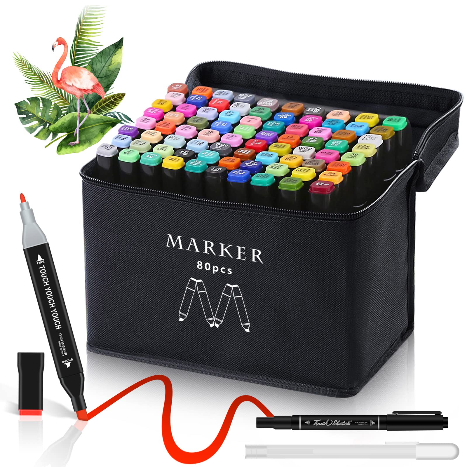 Alcohol Markers Set, 80 Color Dual Tip Art Markers for Kids & Adults, Drawing & Painting Pens with Case