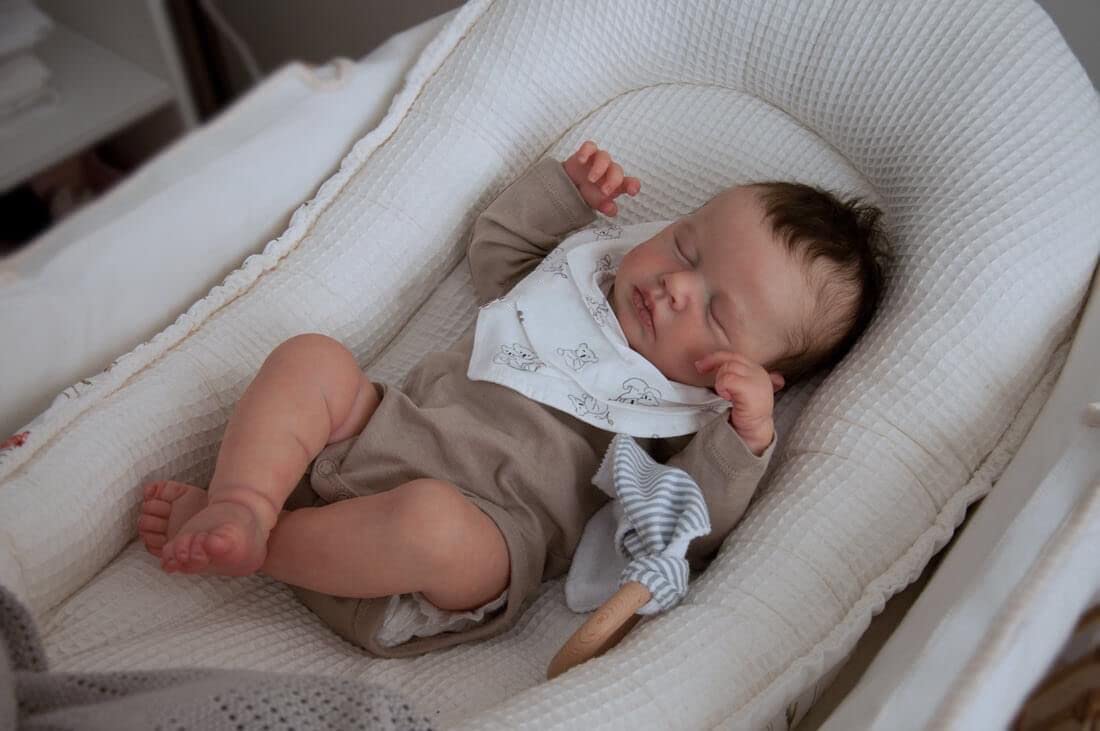 RXDOLL Sleeping Reborn Baby Dolls Realistic Newborn Baby Dolls 20 Inch Baby Doll That Look Real Reborn Baby Boy with Soft Body Hand-Rooted Hair Loulou