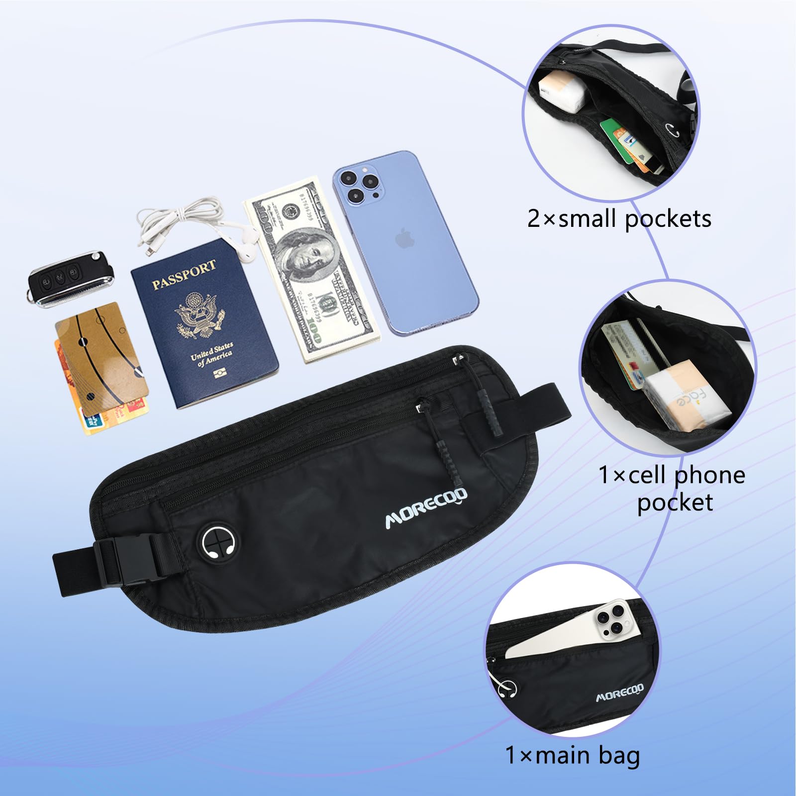 Running Belt for Women Men,Workout Fanny pack for Travel,Phone Holder for Running,Runner waist pack for Running Walking Cycling Camping Gym