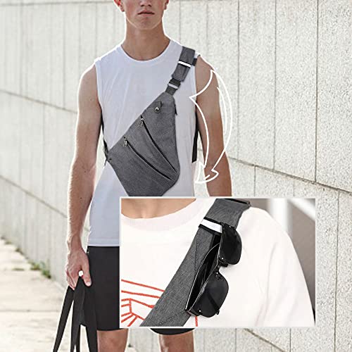 AIIONP 2023 New Personal Flex Bag, Anti-thief Slim Sling Bag Crossbody Backpack, Canvas Casual Daypack Backpacks for Men (Blue, Right)