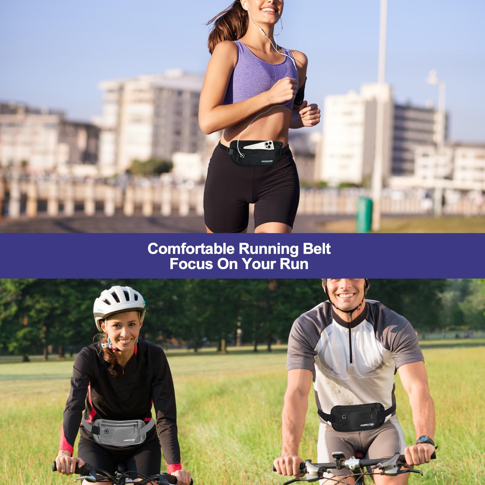 Running Belt for Women Men,Workout Fanny pack for Travel,Phone Holder for Running,Runner waist pack for Running Walking Cycling Camping Gym