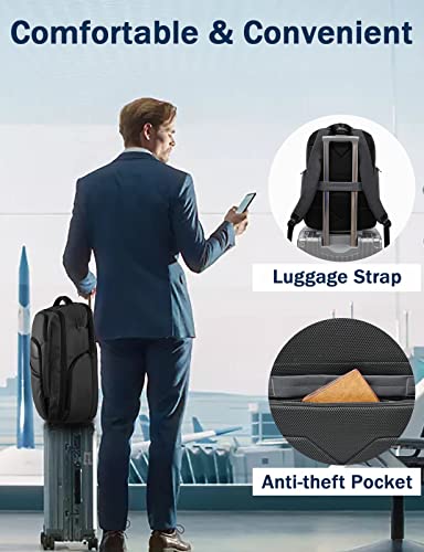17 inch Laptop Backpack, Large 50L Business Travel Backpack with 2 Insulated Side Pockets & USB Charger, Durable Anti Theft Luggage Backpack Water Resistant Overnight Weekender Bag Gift for Men Women