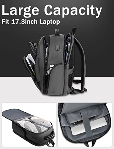 17 inch Laptop Backpack, Large 50L Business Travel Backpack with 2 Insulated Side Pockets & USB Charger, Durable Anti Theft Luggage Backpack Water Resistant Overnight Weekender Bag Gift for Men Women