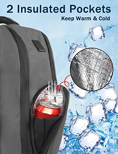 17 inch Laptop Backpack, Large 50L Business Travel Backpack with 2 Insulated Side Pockets & USB Charger, Durable Anti Theft Luggage Backpack Water Resistant Overnight Weekender Bag Gift for Men Women