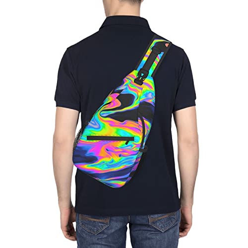 Psychedelic Trippy Sling Backpack,Casual Crossbody Shoulder Backpack Sling Bag Chest Daypack for Men Women Sport Hiking Gym