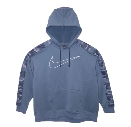 Nike Women's Oversized Therma Fleece Stretch Hoodie Camo (as1, alpha, m, regular, regular, Smokey Blue)