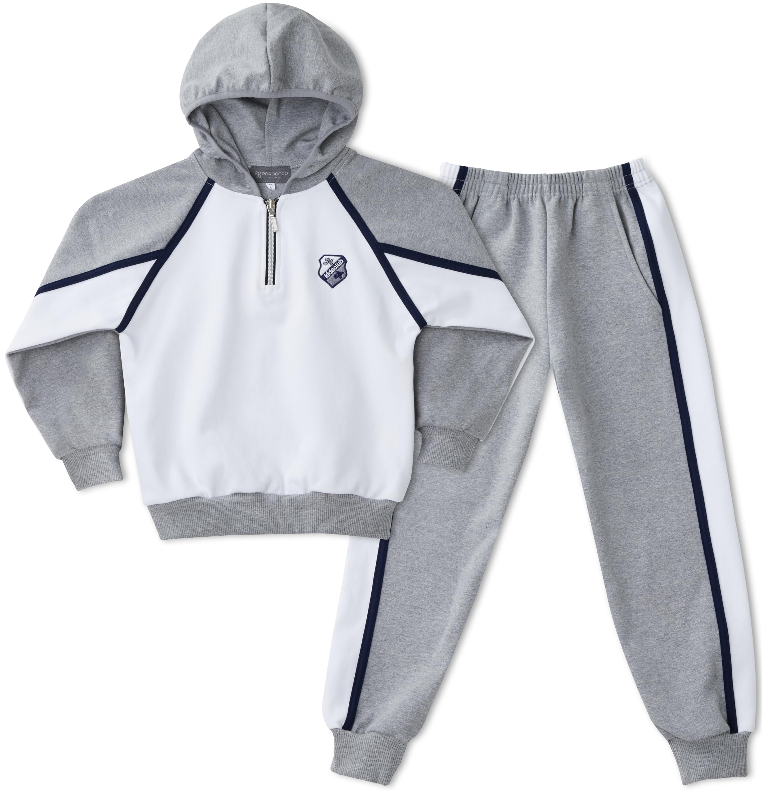 ROROANCO Premium Quality Korean Clothes Toddler Boys Girls Sweatsuit Tracksuit Activewear Set 3T-9Years (US, Age, 7 Years, 8 Years, Grey)