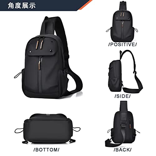 AIWIWH Crossbody Backpack With USB Charging Interface, Sling Bags Chest Bag Outdoor Hiking Travel Daypack For Men Women (Black)