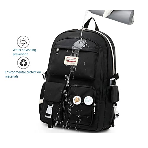 Women Girls' schoolbag leisure backpack Student College Backpack Travel Daypack 15.6 Inch Laptop Backpacks (Black)