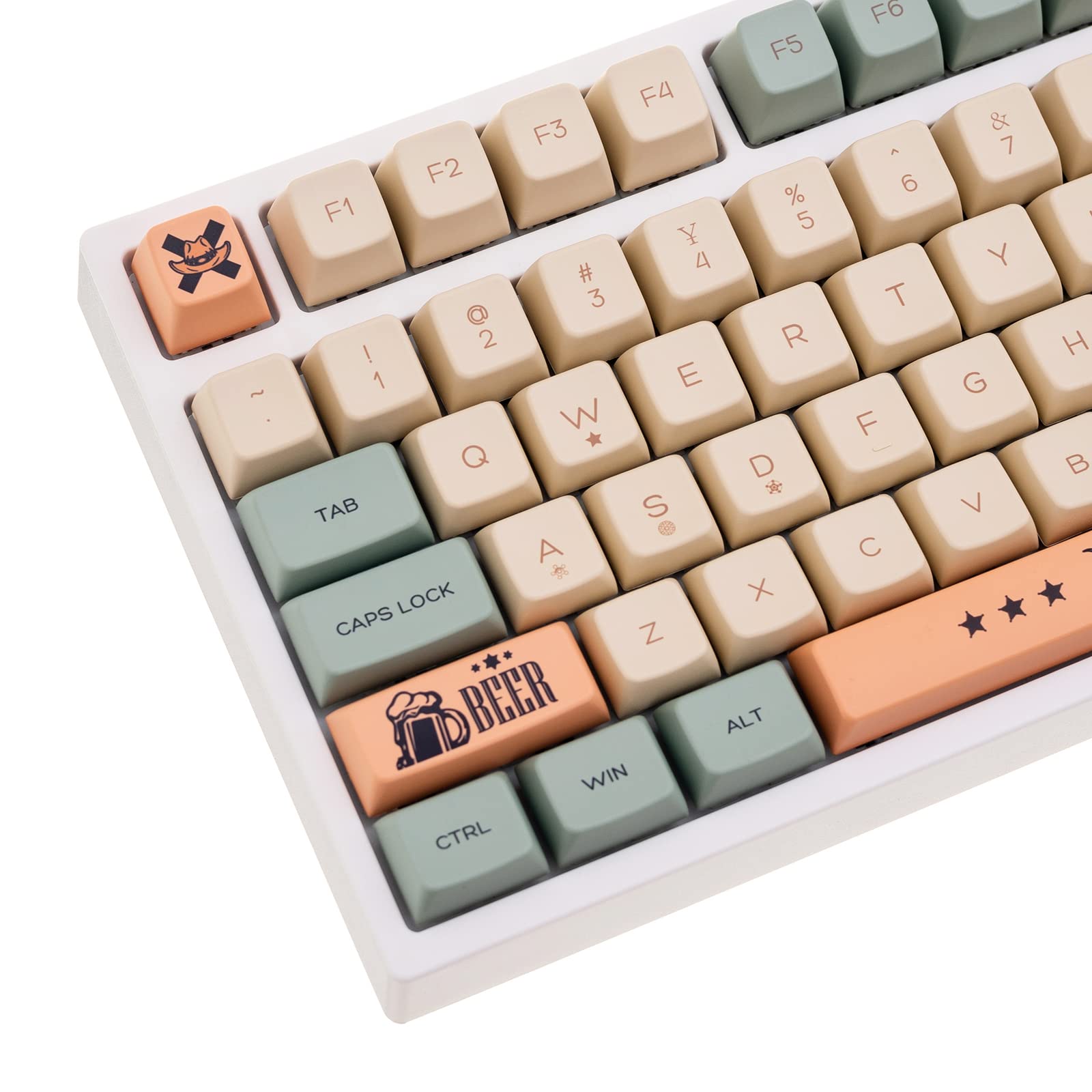 GK GAMAKAY 134 Keys West Cowboy Keycaps, SDA Profile PBT Dye-Sub Keycap Suitable for LK67 TK75 /87/98/104/108 Layout Mx Gateron Switch Mechanical Gaming Keyboard (Wild West Theme)