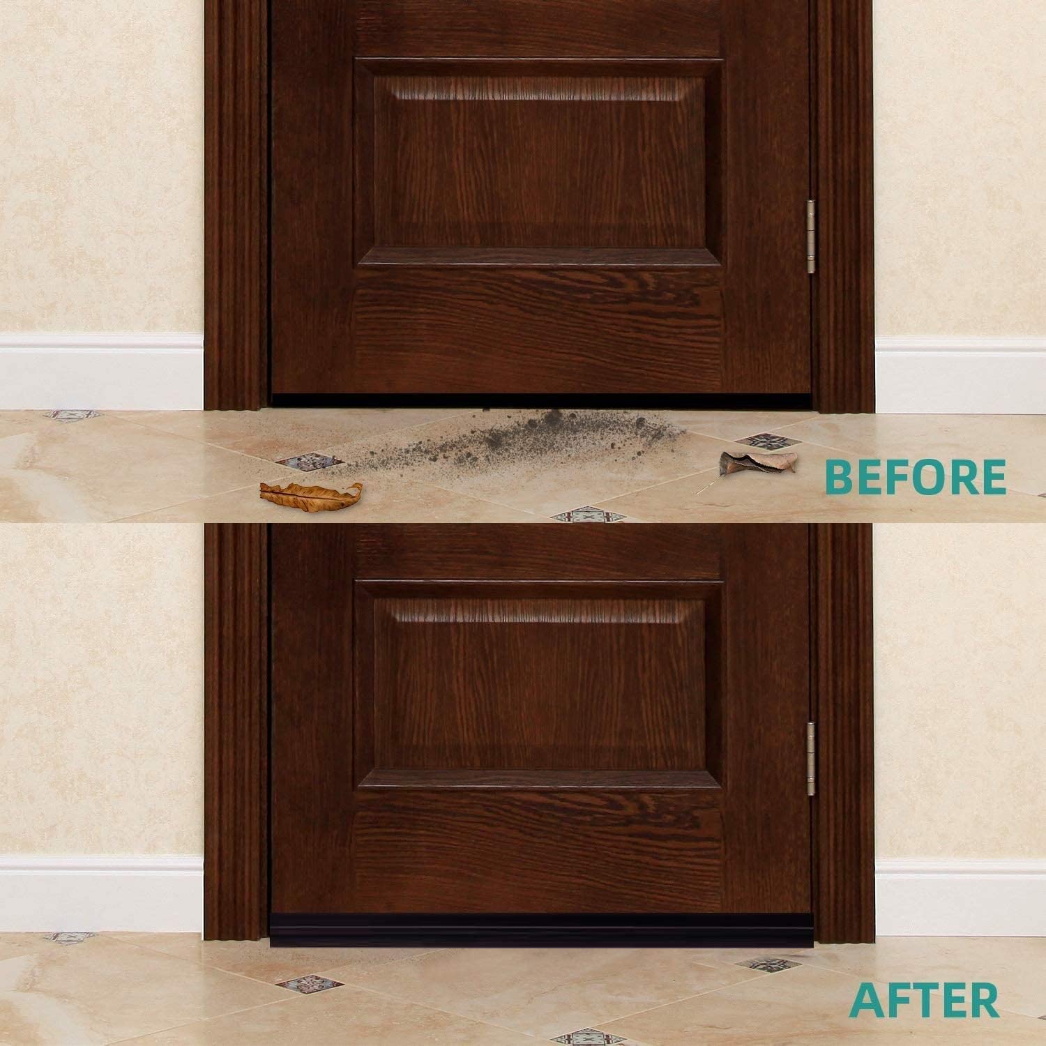 Door Draft Stopper Under Door Draft Blocker Insulator Door Sweep Weather Stripping Noise Stopper Strong Adhesive 2" Width x 39" Length (Black)