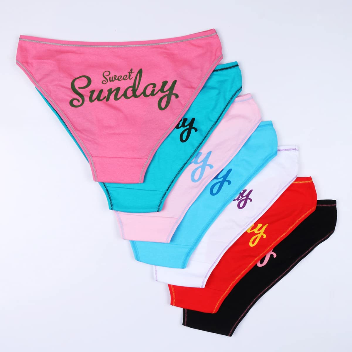 Bestmaple 7 Pack Women Knickers Underwear Cotton Every Weekdays Ladies Panties Week Days Printed Briefs (as1, alpha, l, xx_l, regular, regular) Multi