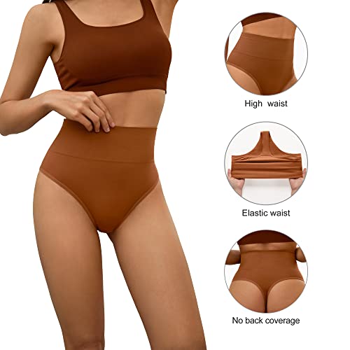 DEANGELMON Seamless High Waisted Thongs Women No Show Thong Underwear Stretch Workout Panties Pack (7P1,M)