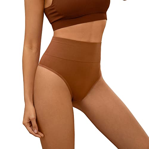 DEANGELMON Seamless High Waisted Thongs Women No Show Thong Underwear Stretch Workout Panties Pack (7P1,M)