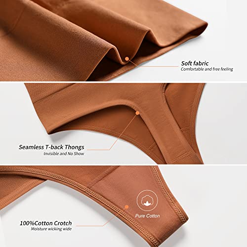 DEANGELMON Seamless High Waisted Thongs Women No Show Thong Underwear Stretch Workout Panties Pack (7P1,M)