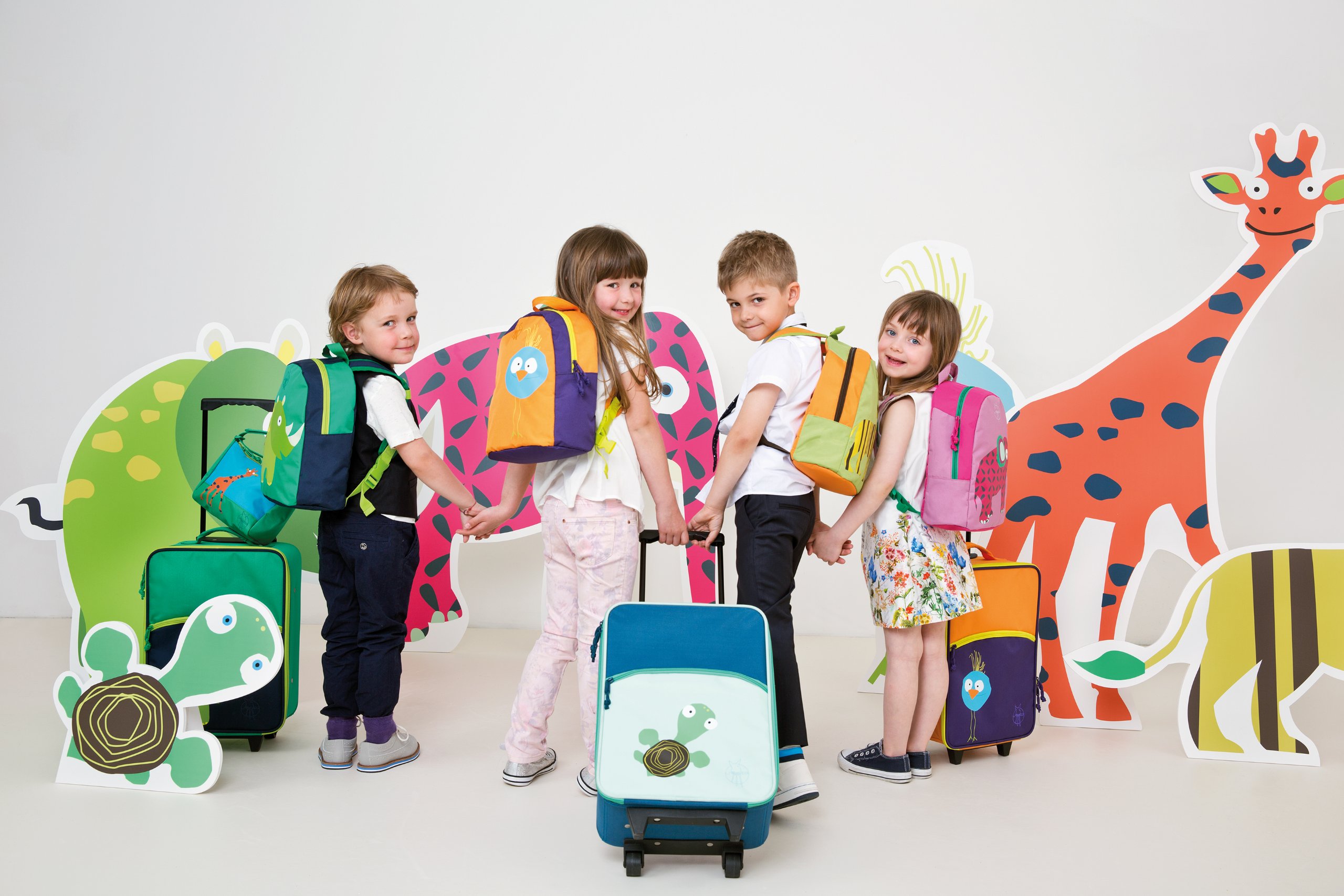 Lassig Kids Backpack for Kindergarten or Pre-School with Chest Strap, Name Badge and Drink Bottle Holder, Wildlife Turtle