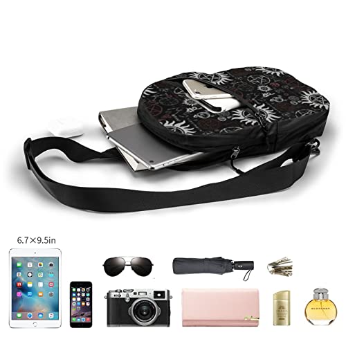 NHGFVT Small Crossbody Sling Backpack Anti Theft Backpack For Traveling Chest Supernatural Symbols Black Shoulder Bag For Men Women