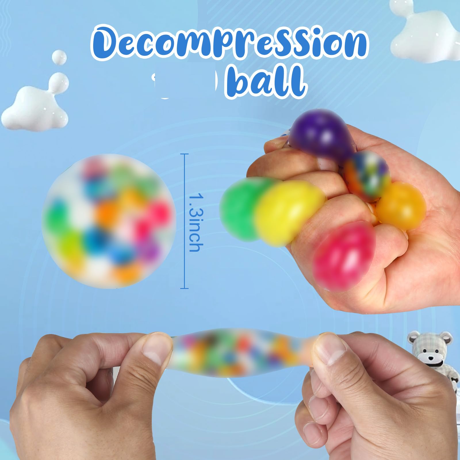 lpvoqpth 20 Pack Mini Stress Balls, Colorful Squishy Squeeze Balls Bulk Goodie Bag Stuffers Fidget Stress Relief Balls for Adults