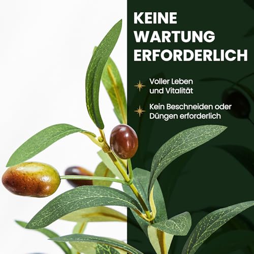 Guheake Artificial Olive Tree 6FT,Tall Faux Olive Tree with with Natural Wood Trunk and Lifelike Fruits, Fake Olive Tree for Home Office Living Room Decor Indoor