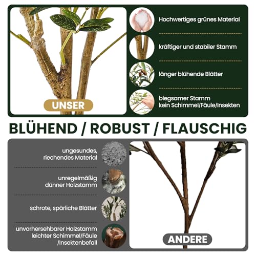 Guheake Artificial Olive Tree 6FT,Tall Faux Olive Tree with with Natural Wood Trunk and Lifelike Fruits, Fake Olive Tree for Home Office Living Room Decor Indoor