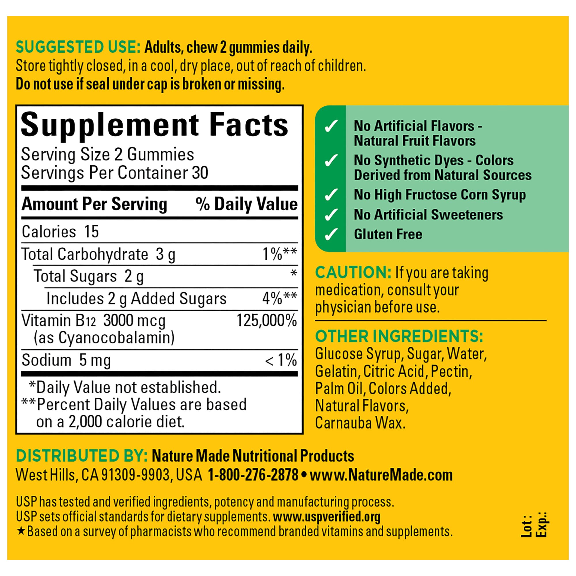 Nature Made Extra Strength Vitamin B12 Gummies, 3000 mcg per serving, B12 Vitamin Supplement for Energy Metabolism Support, 60 Gummy Vitamins, 30 Day Supply