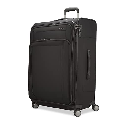 Samsonite Lineate DLX Softside Expandable Luggage with Spinner Wheels, Black, Large Checked