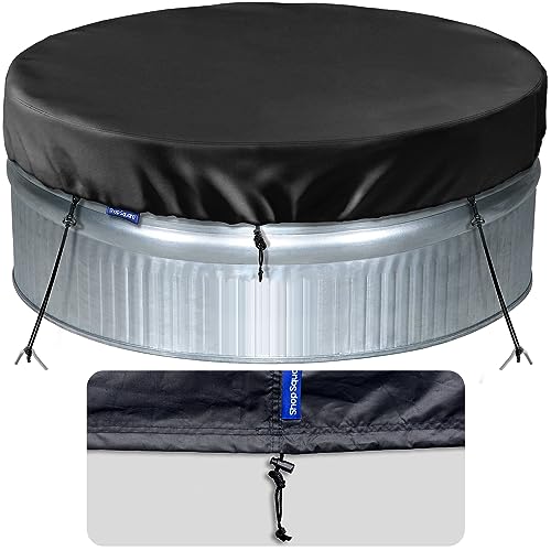 8 ft Pool Cover for Above Ground Pools, Solar Pool Cover with Drawstring Design, Round Pool Cover, Winter Swimming Pool Cover, Hot Tub Cover, Absorbs Heat, Protects from Debris, Black