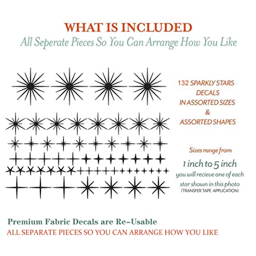 Star Twinkle Wall Stickers - Removable Wall Decals - Star Wall Decals, Space Wall Sticker, Space Theme Room Wall Decals (Black Star Wall)