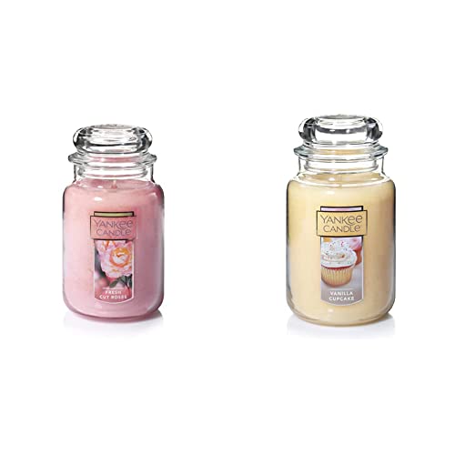 Yankee Candle Fresh Cut Roses and Vanilla Cupcake Scented 22oz Large Jar Candles (2-Pack)