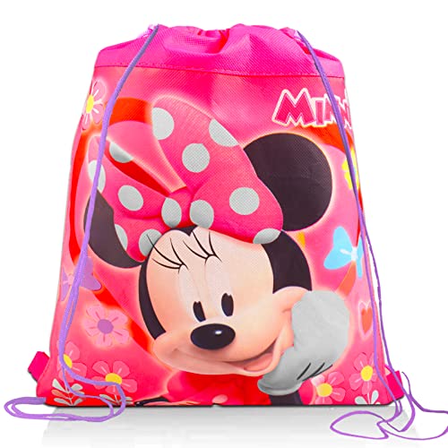 Disney Minnie Mouse Plush Backpack Set - Bundle with Minnie Travel Bag, Drawstring Bag, Stickers and More (Minnie Shoulder Bag for Toddler Girls)