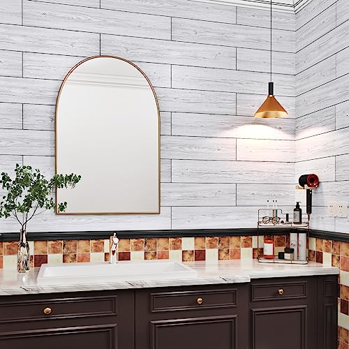 WallerCity Natural White Wood Peel & Stick Floor Planks 36"x6" Waterproof Self-Adhesive Vinyl Tiles for Bathroom & Kitchen (4PCS)