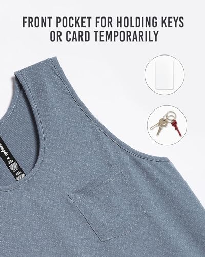 maamgic Tank Tops Men Regular-Fit Athletic Gym Workout Tank Tops Stretch Quick Dry Sleeveless Shirts for Men Blue Large