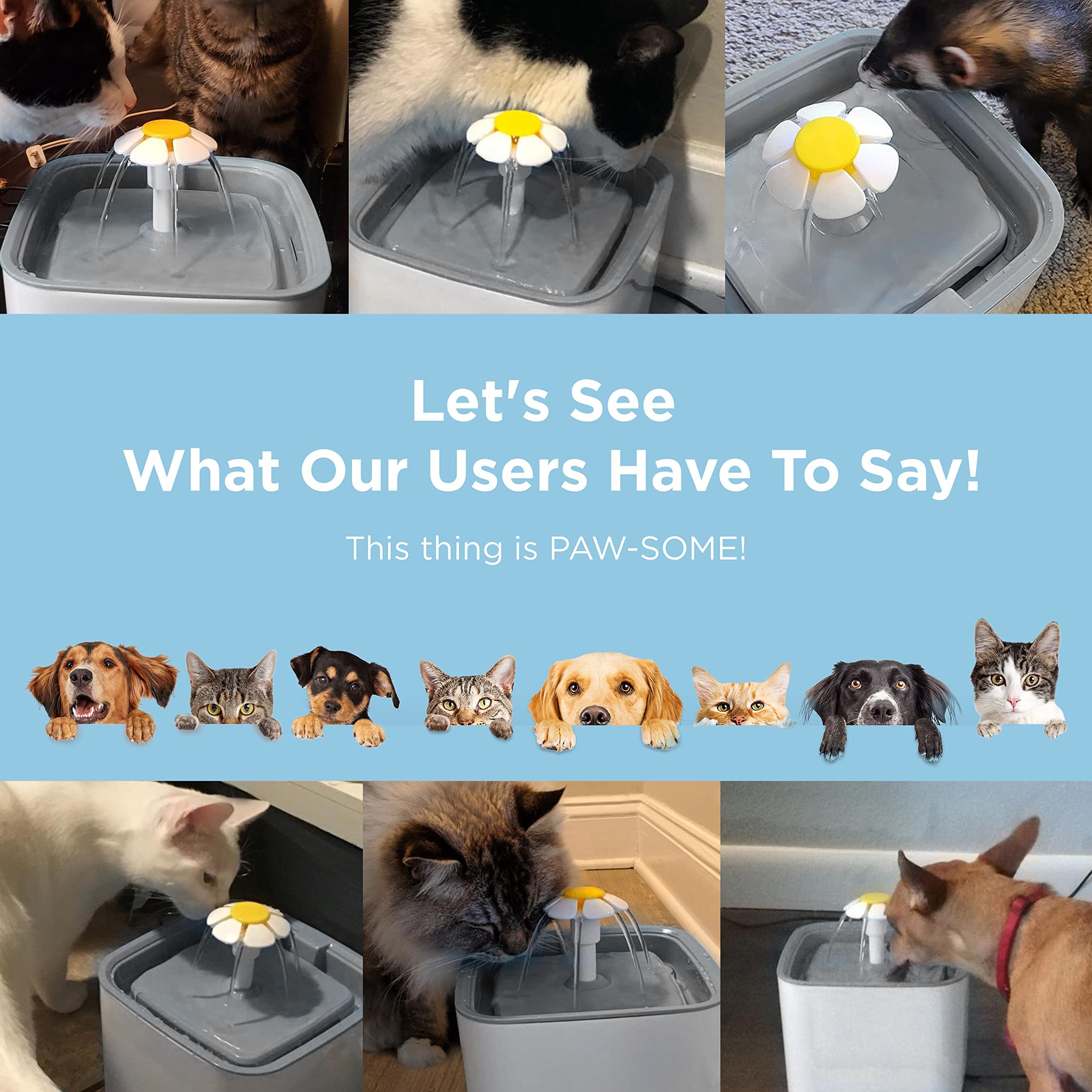 Ciays Cat Water Fountain - Automatic Pet Water Fountain, 84oz/2.5L Dog Water Dispenser with 3 Replacement Filters ,Ultra Slient Pump,BPA-Free