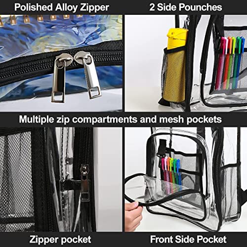 3PCS Large Capacity PVC Transparent Backpack Multi-Pocket Waterproof Bag Suitable For College Students To Work Outdoors