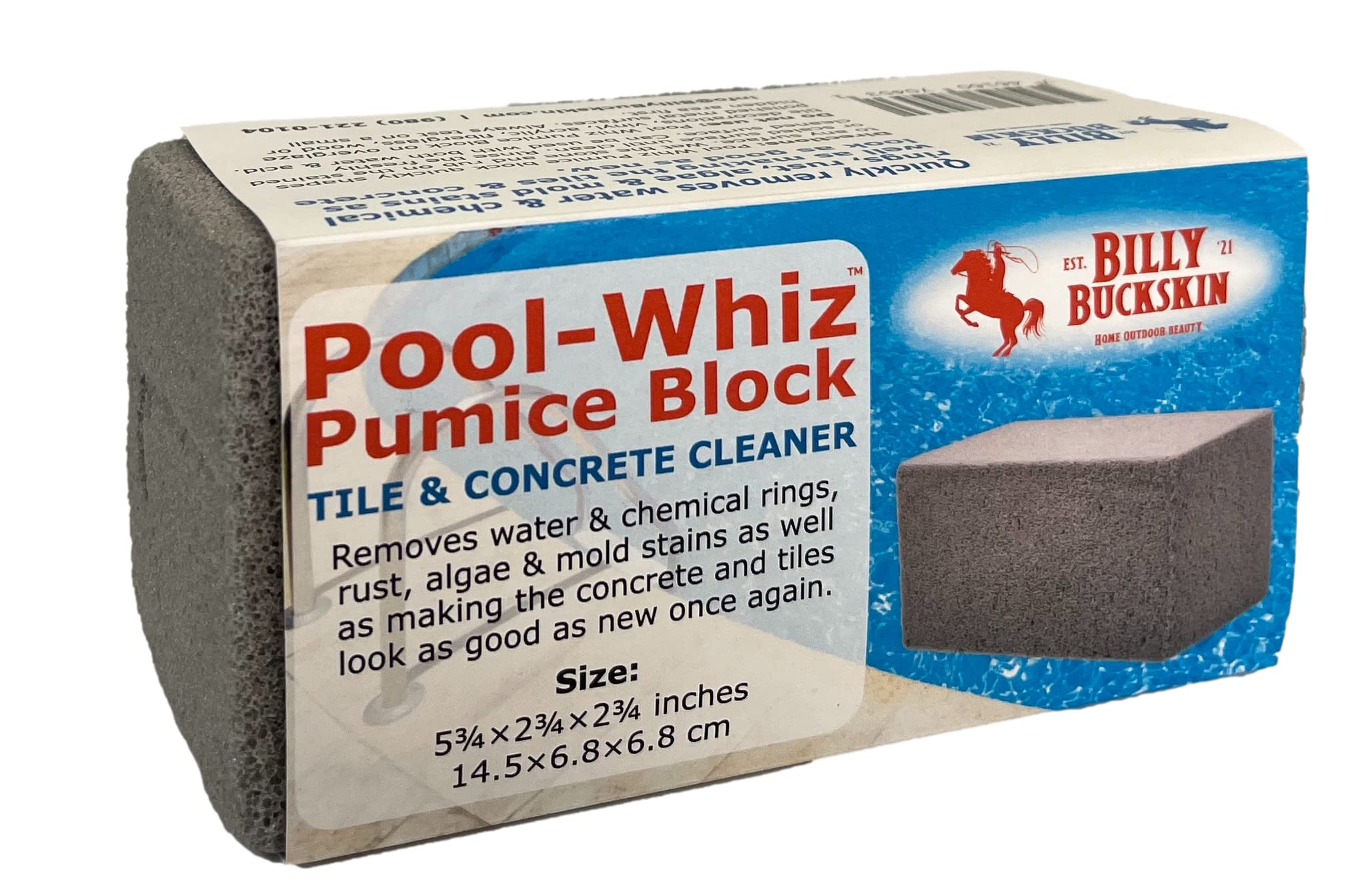 Pool-Whiz Pumice Block Pool Tile & Concrete Cleaner Pumice Stone for Cleaning Pools Spas & Water Features Pool & Spa Cleaner Pumice Block for Rust, Stains Build Up by Billy Buckskin Co. Pack of 2