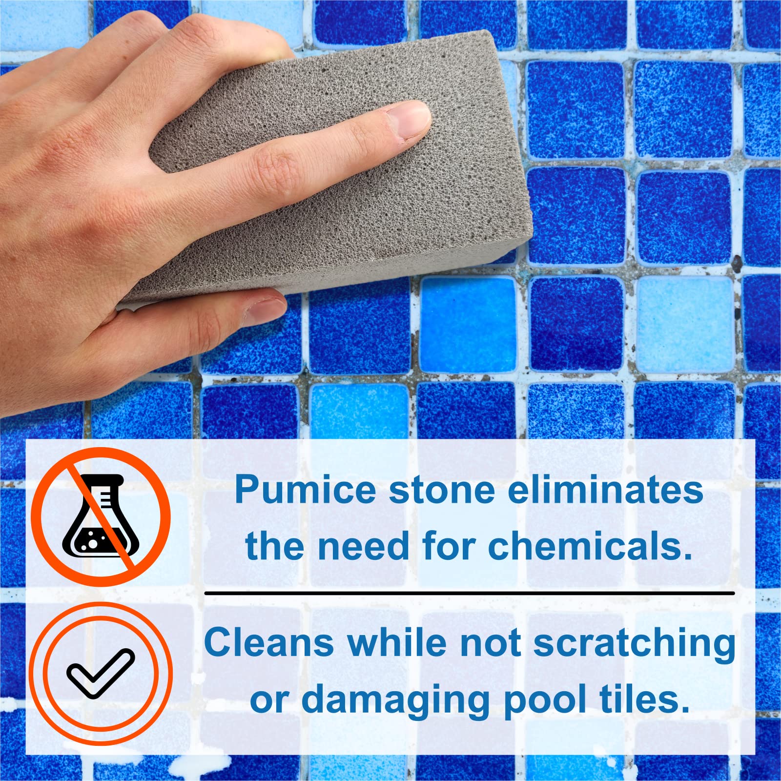 Pool-Whiz Pumice Block Pool Tile & Concrete Cleaner Pumice Stone for Cleaning Pools Spas & Water Features Pool & Spa Cleaner Pumice Block for Rust, Stains Build Up by Billy Buckskin Co. Pack of 2