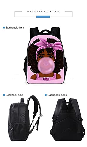 Children's Backpack-African Girl 3D Printed School Bag Set Childrens Backpacks With Shoulder Bag Pencil Bag Set 3pcs Set